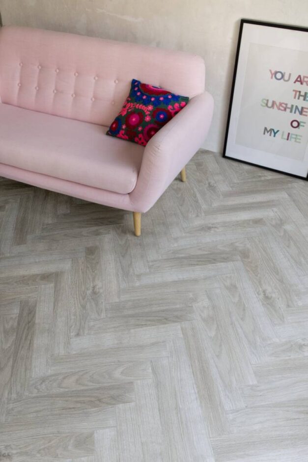 BerryAlloc® Chateau Java Light Grey Herringbone Laminate | A Wood Idea